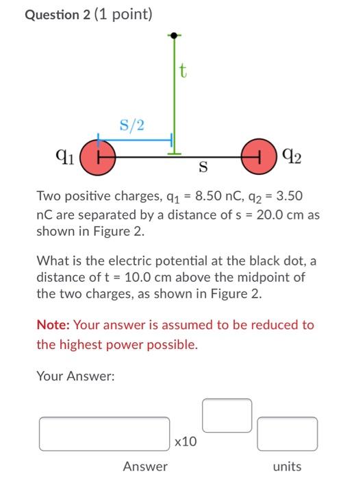 Solved Question 1 (1 point) 91 92 13 Three charges, 91 = | Chegg.com