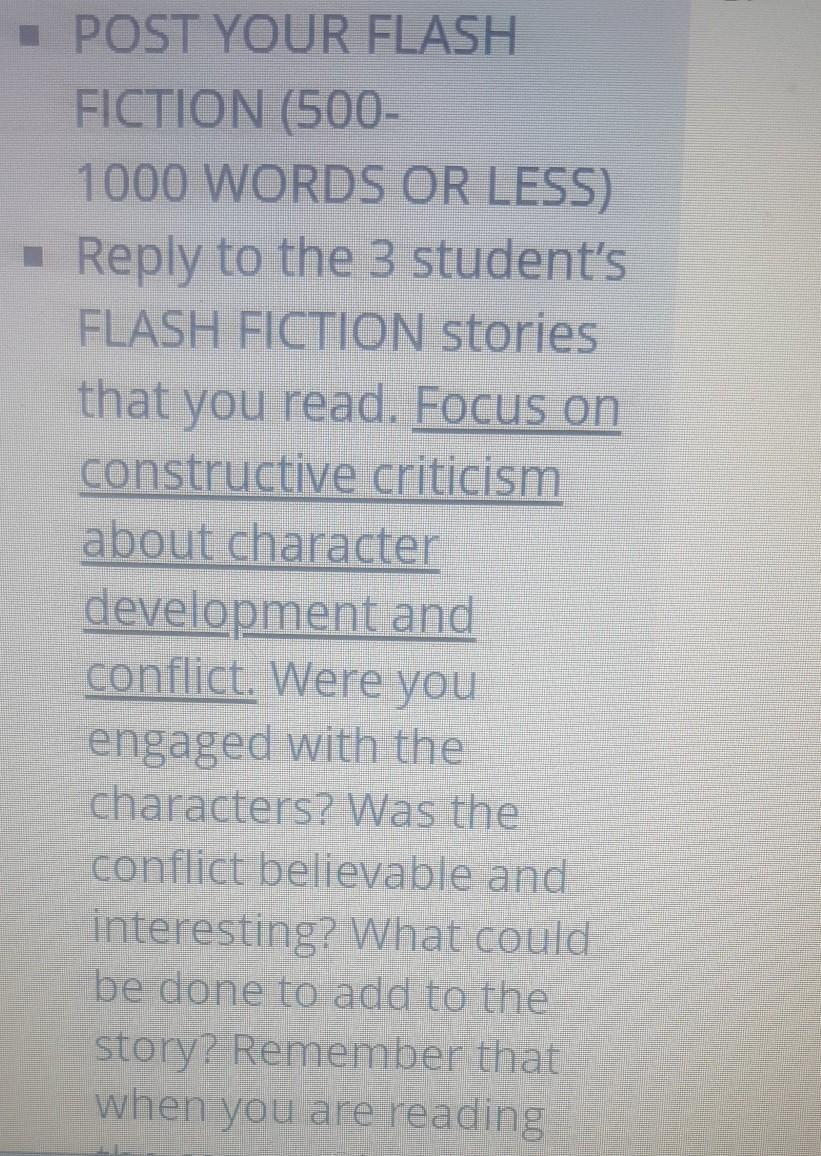 I need a flash fiction stories on tormented by the | Chegg.com