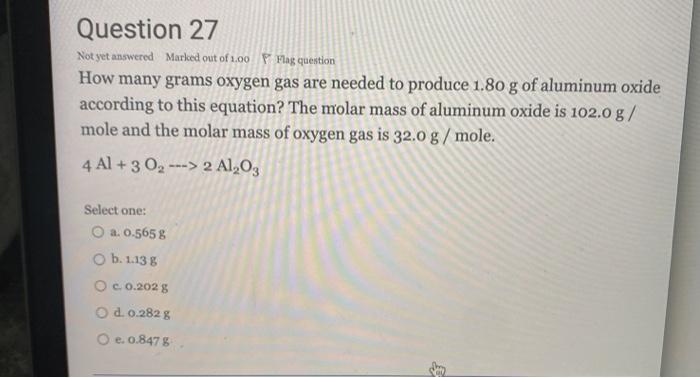 Solved Question 27 Not yet answered Marked out of 1.00 P | Chegg.com