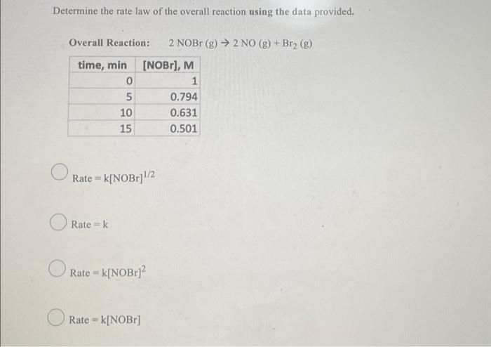 Solved Determine the rate law of the overall reaction using | Chegg.com