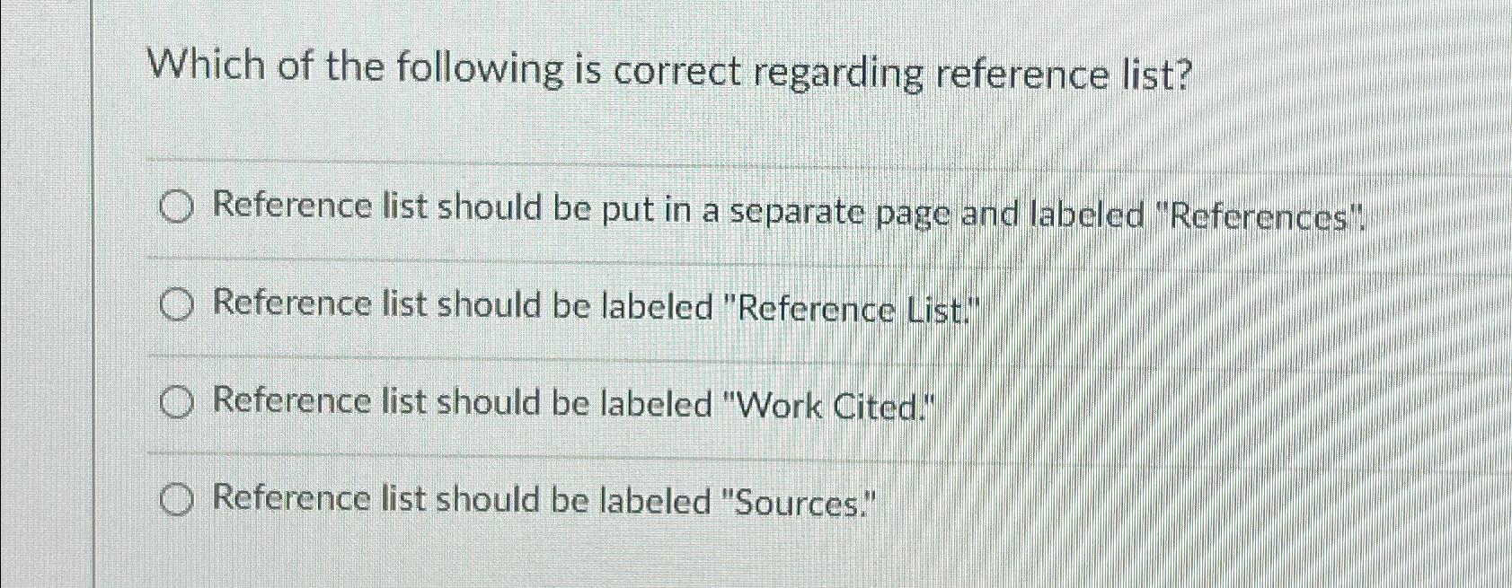 Solved Which of the following is correct regarding reference | Chegg.com