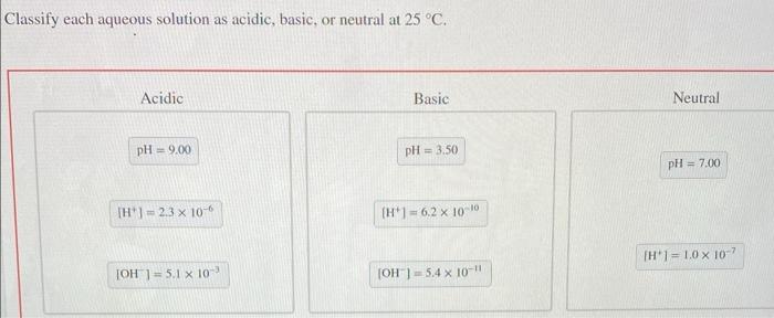 Solved Classify each aqueous solution as acidic, basic, or | Chegg.com