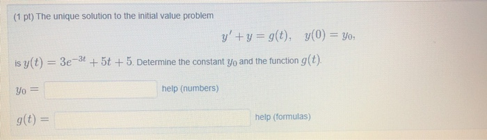 Solved (1 pt) The unique solution to the initial value | Chegg.com