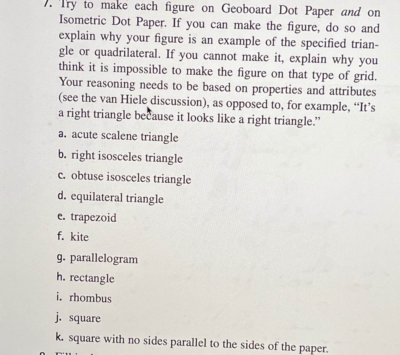 Try to make each figure on Geoboard Dot Paper and on | Chegg.com