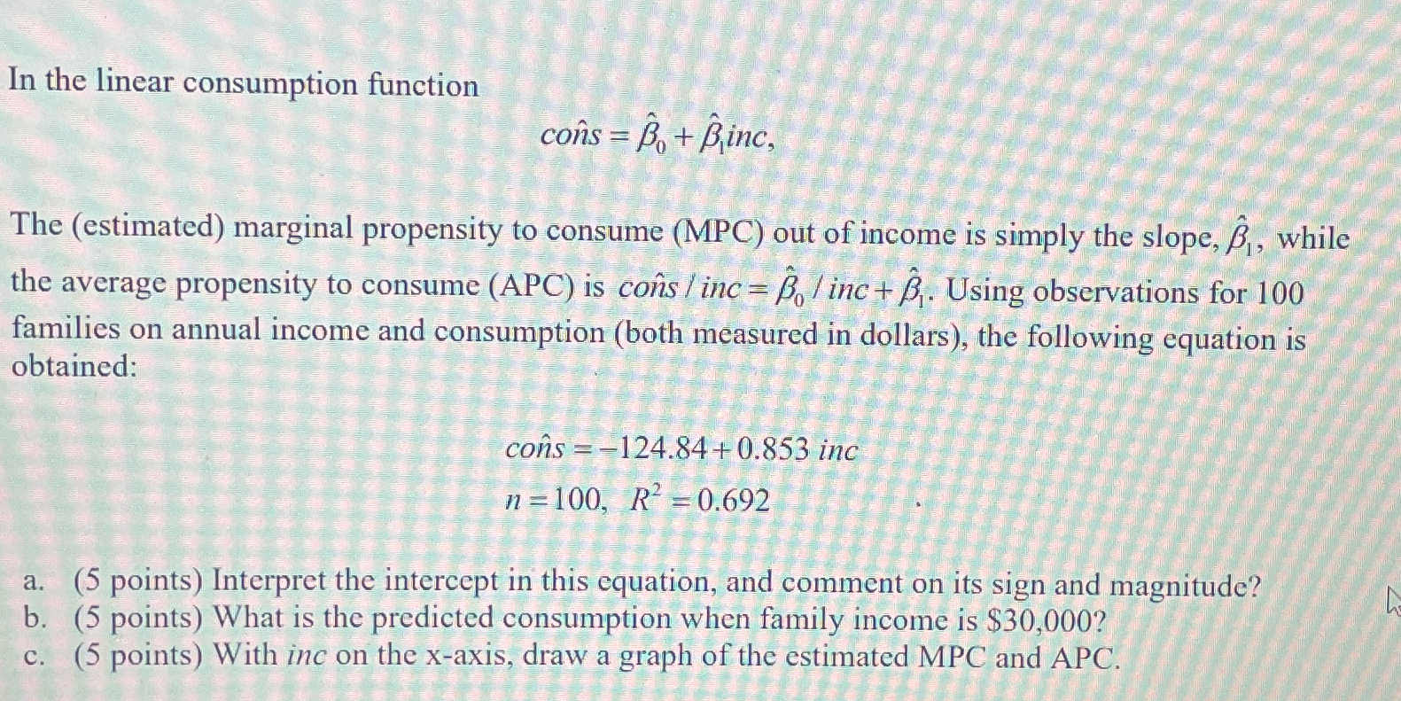 Solved In the linear consumption | Chegg.com