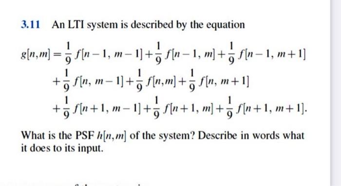 Solved 3.11 An LTI system is described by the equation | Chegg.com
