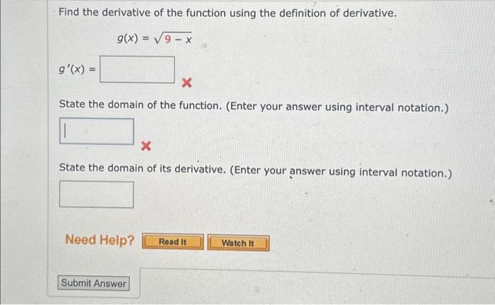 Solved Find the derivative of the function using the | Chegg.com