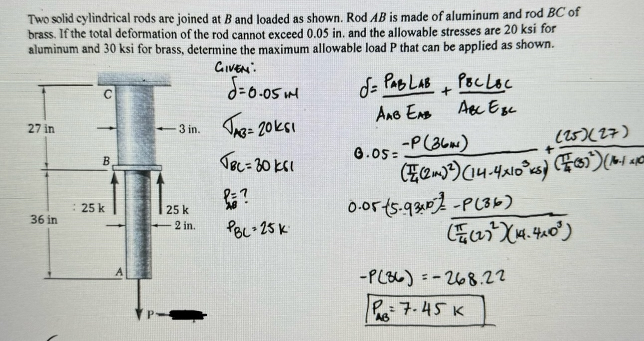 Solved Two solid cylindrical rods are joined at B ﻿and | Chegg.com