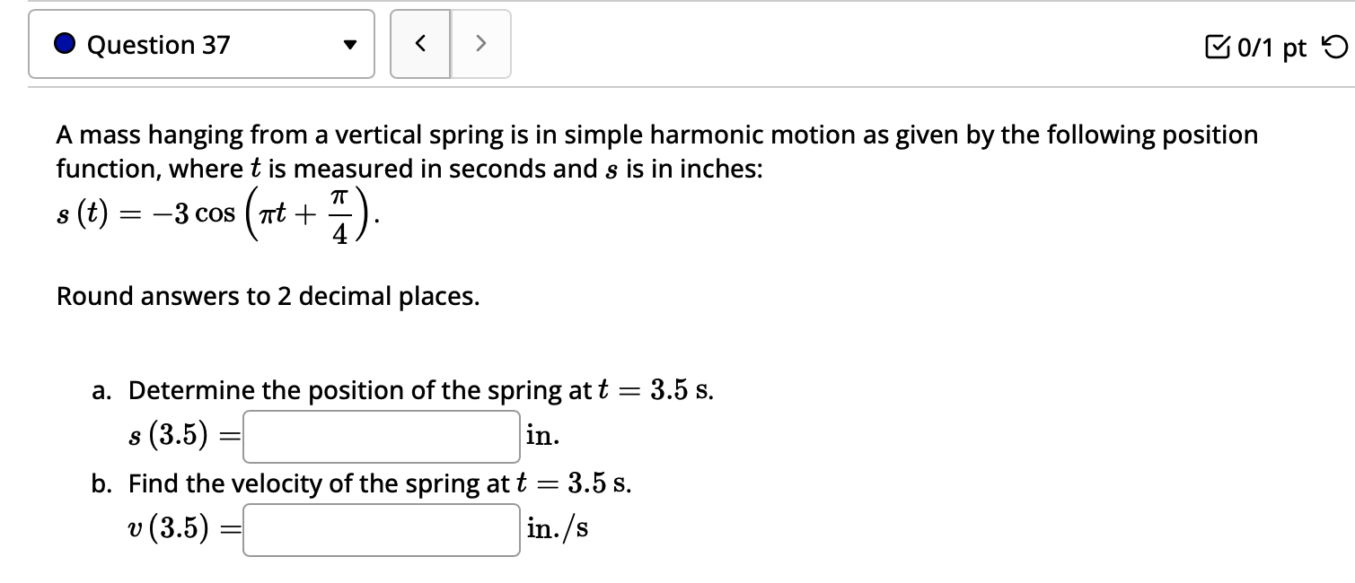 Solved A mass hanging from a vertical spring is in simple | Chegg.com
