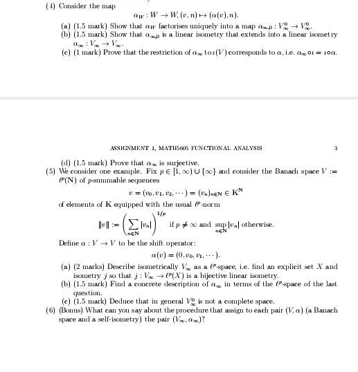 (4) Consider the map aw: W→ W. (v. n) → (a(v),n). (a) | Chegg.com