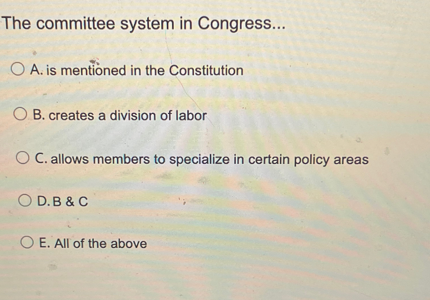 Solved The committee system in Congress...A. ﻿is mentioned | Chegg.com