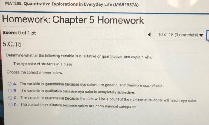 Solved Mat205 Quantitative Explorations In Everyday Life