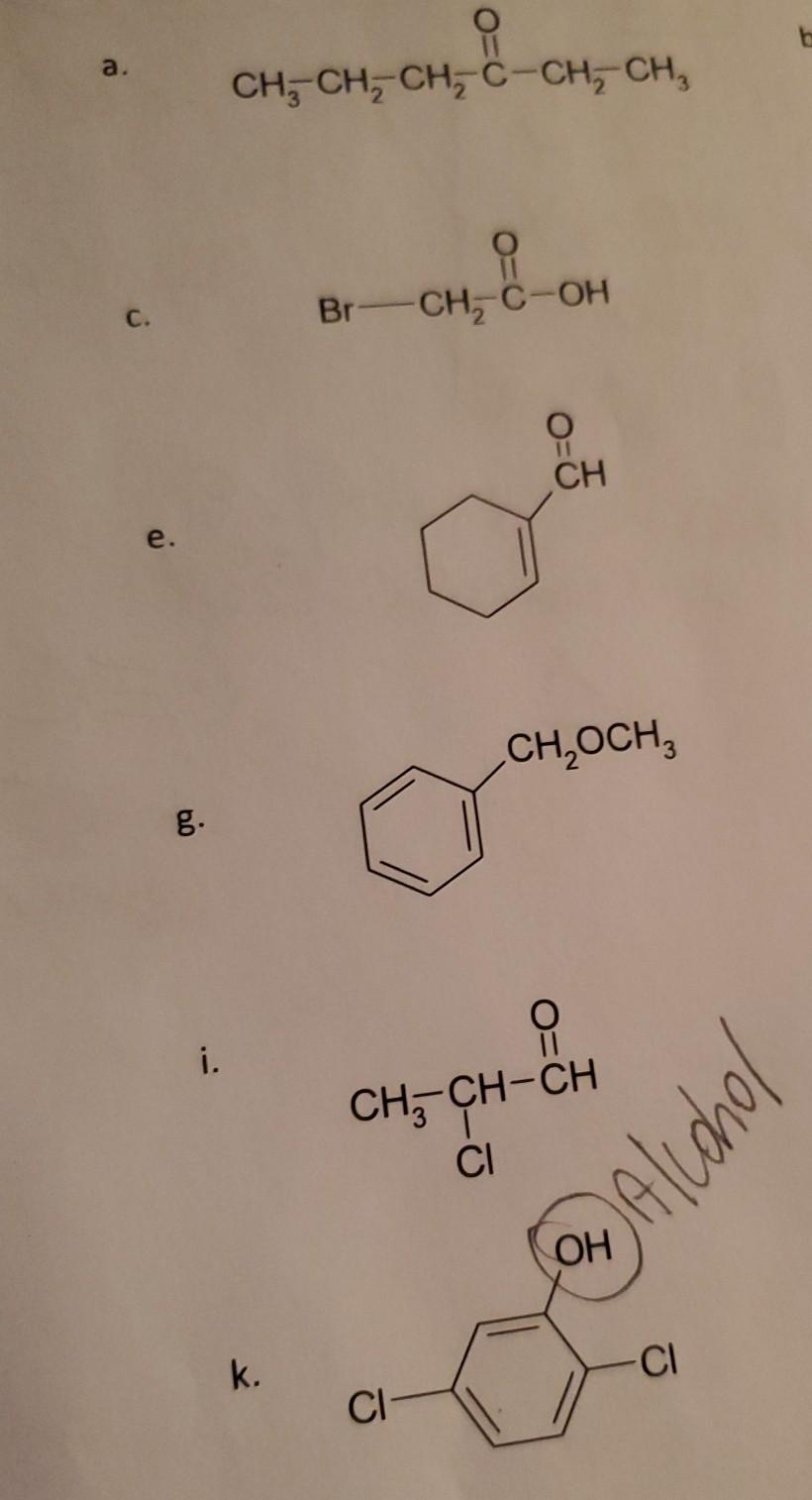 a. CH5-CH-CH2-C-CH2-CH, che C. Br-CH-C-OH CH e. | Chegg.com