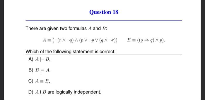 Solved 18) LOGIC IN computer science. IF YOU DONT KNOW THE | Chegg.com