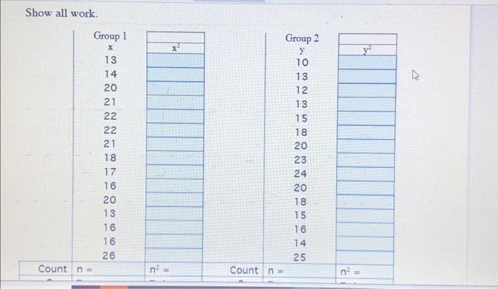 Solved 1. Using the following data sets (X and Y), calculate | Chegg.com