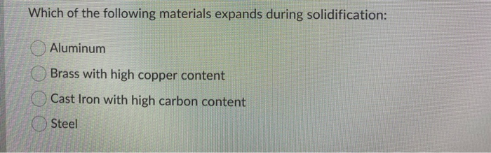 Solved Which of the following materials expands during | Chegg.com