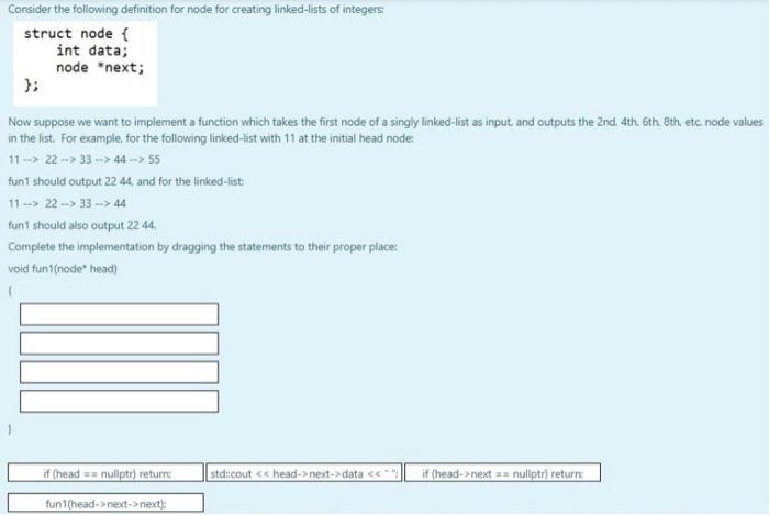 Solved Consider the following definition for node for | Chegg.com