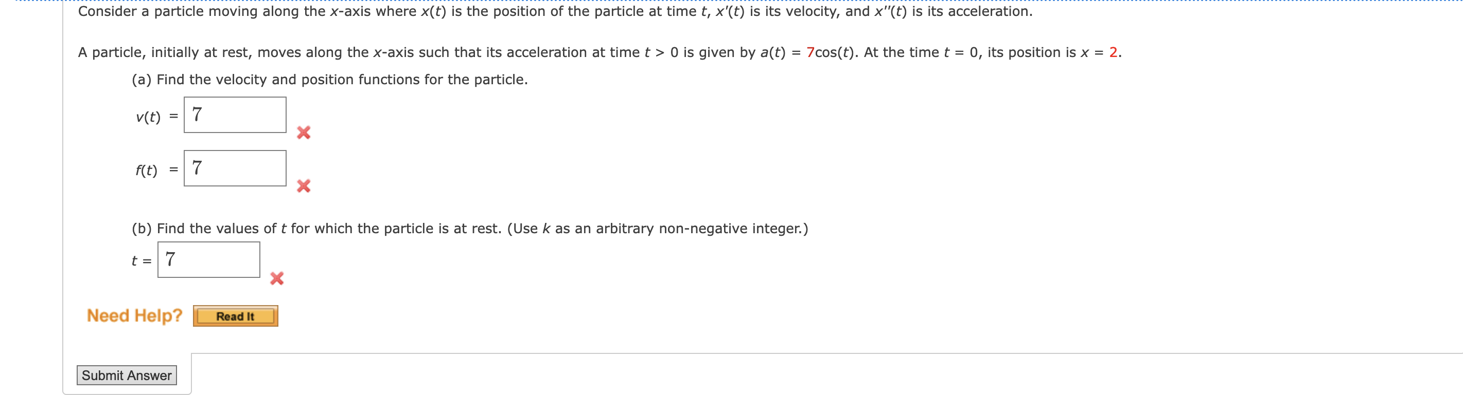 Solved Consider a particle moving along the x-axis where | Chegg.com