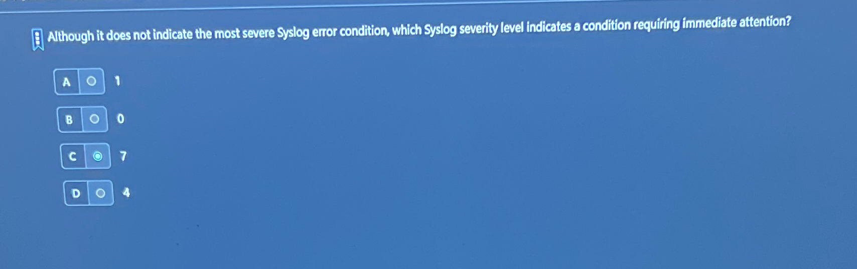 Solved Athough it does not indicate the most severe Syslog | Chegg.com