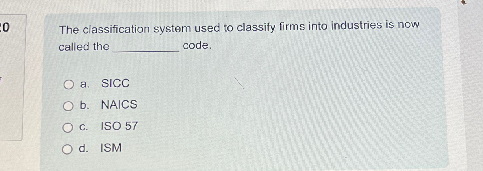 Solved The classification system used to classify firms into | Chegg.com
