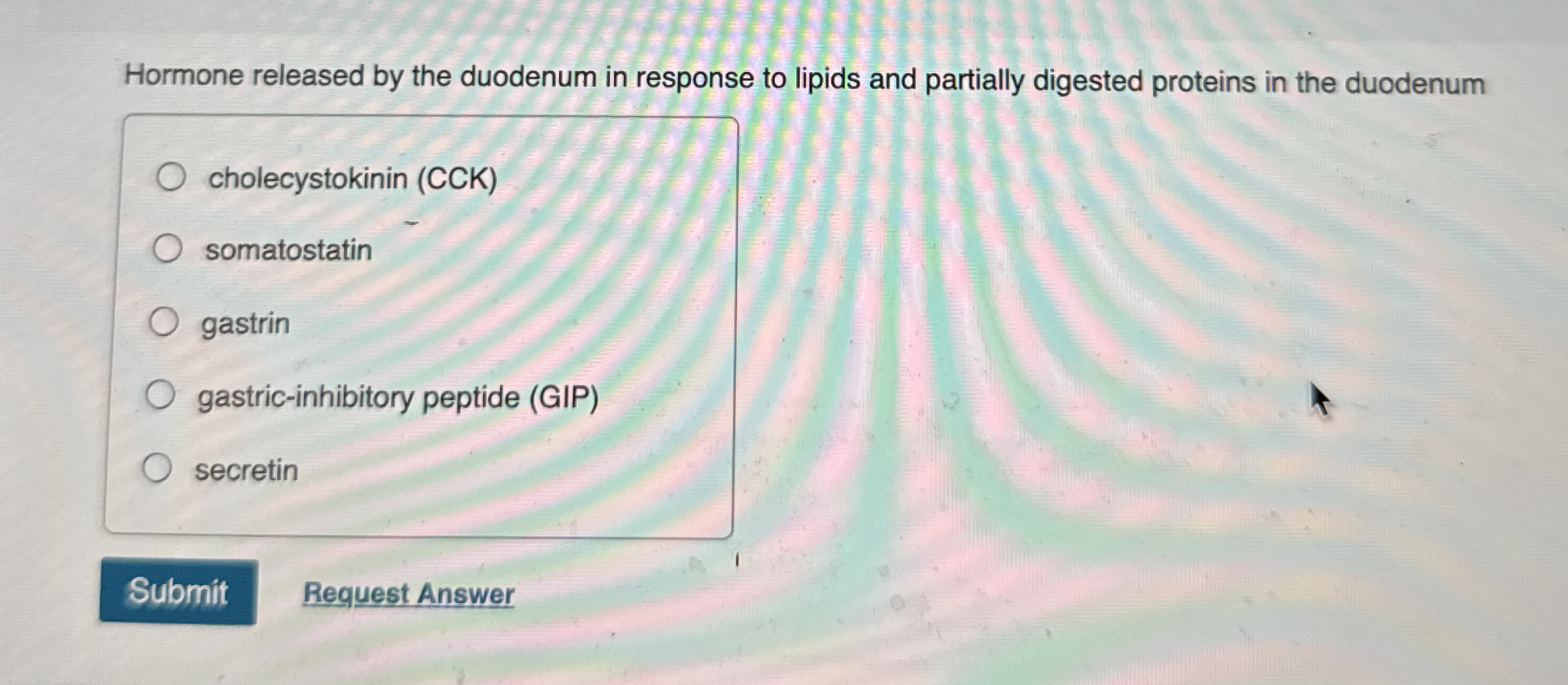 Solved Hormone released by the duodenum in response to | Chegg.com