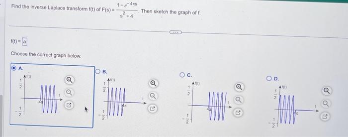Solved Find the inverse Laplace transform f(t) of | Chegg.com