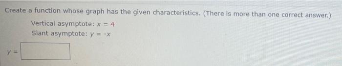 Solved Create a function whose graph has the given | Chegg.com