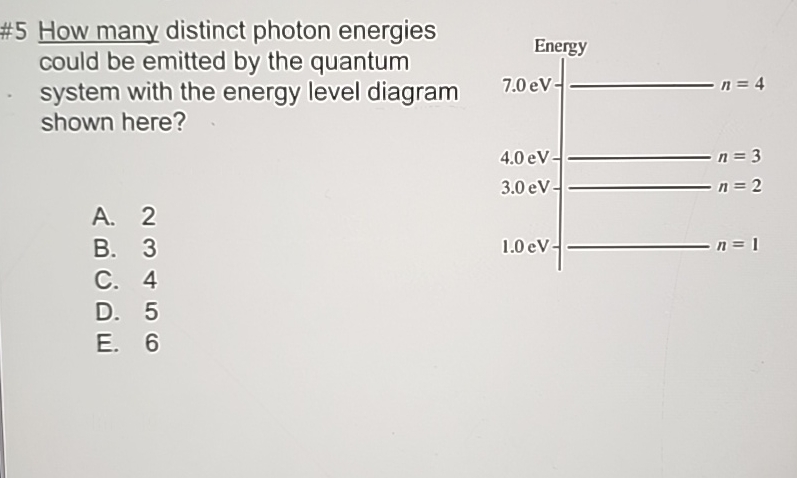 Solved #5 ﻿How many distinct photon energies could be | Chegg.com