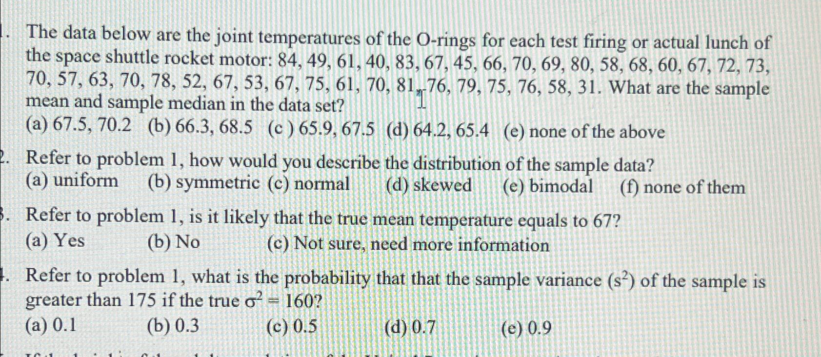 Solved The data below are the joint temperatures of the | Chegg.com