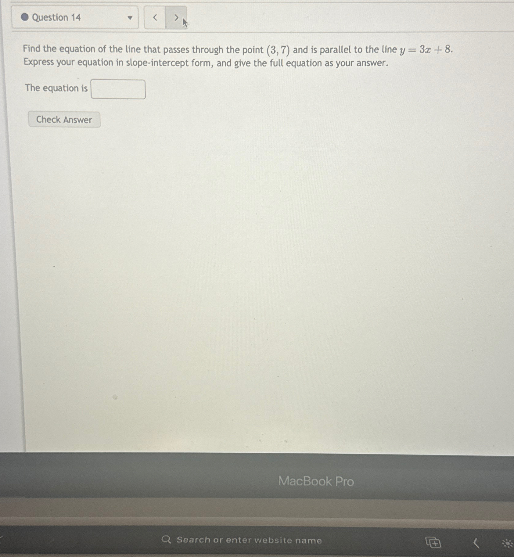 Solved Find the equation of the line that passes through the | Chegg.com