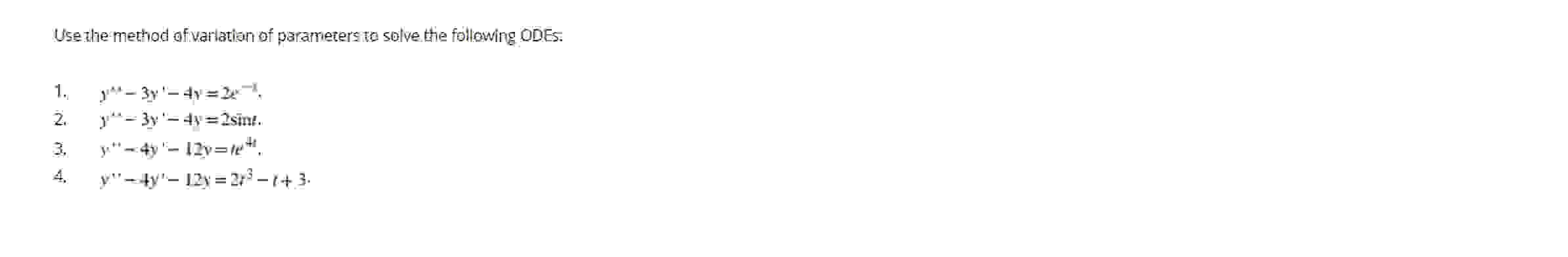 Solved Use the method of variation of parameters to solve | Chegg.com