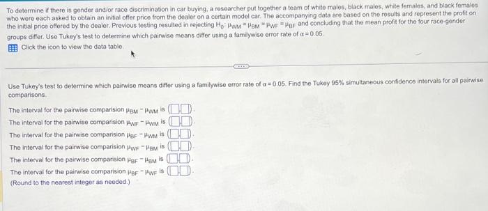 Solved Use turkey's test to determine which pairwise means | Chegg.com