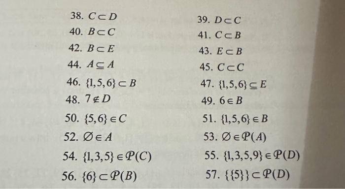 Solved For Problems 32−57, consider the following sets: | Chegg.com