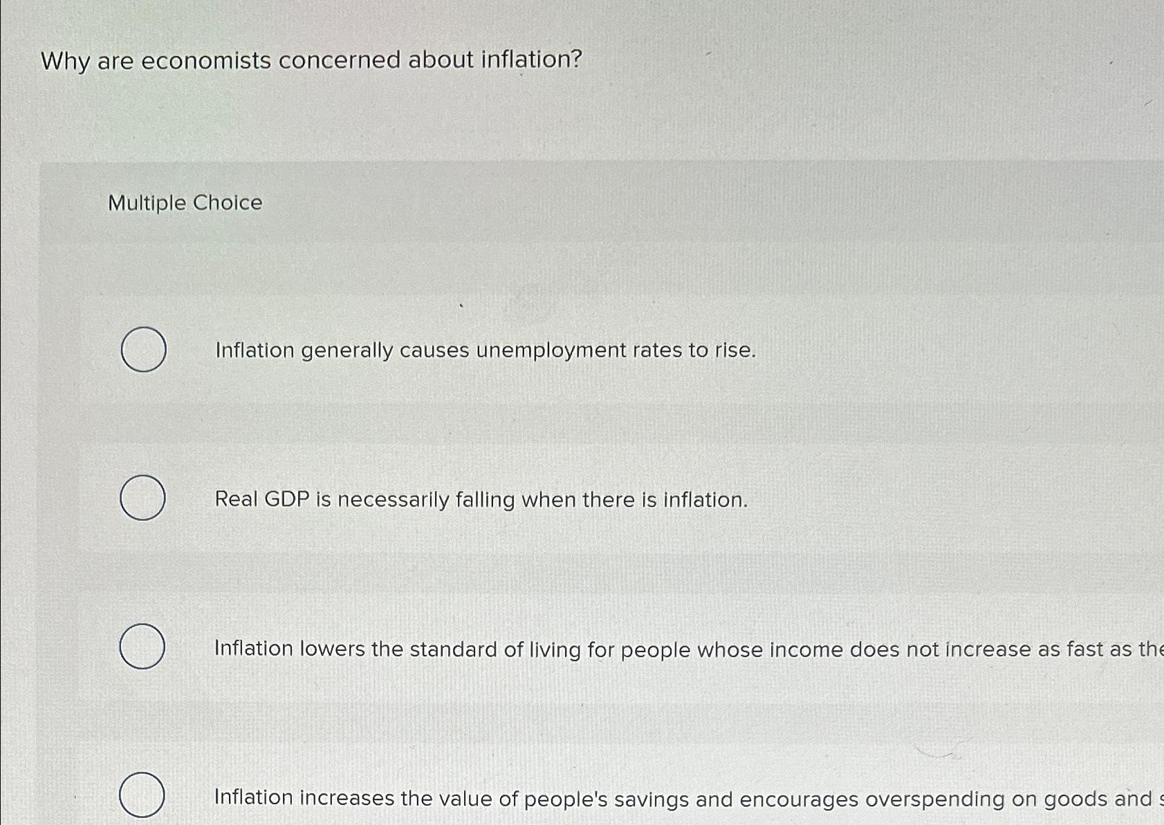 Solved Why are economists concerned about inflation?Multiple | Chegg.com