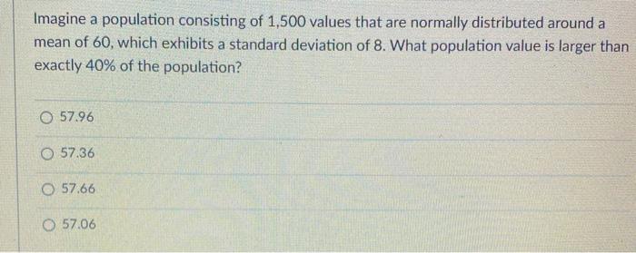 Solved Imagine a population consisting of 1,500 values that | Chegg.com