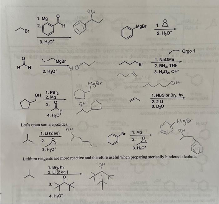 Solved H3O+MgBr 2. HO BHH3,THF 1. NaOMe 3. H2O2,OH− Let's | Chegg.com
