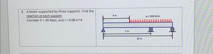 Solved 4. A beam supported by three supports. Find the | Chegg.com
