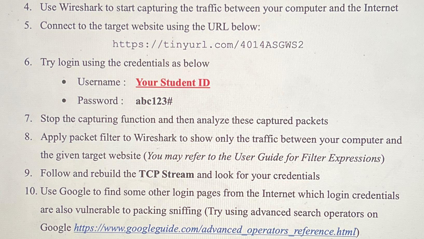 Use Wireshark to start capturing the traffic between | Chegg.com