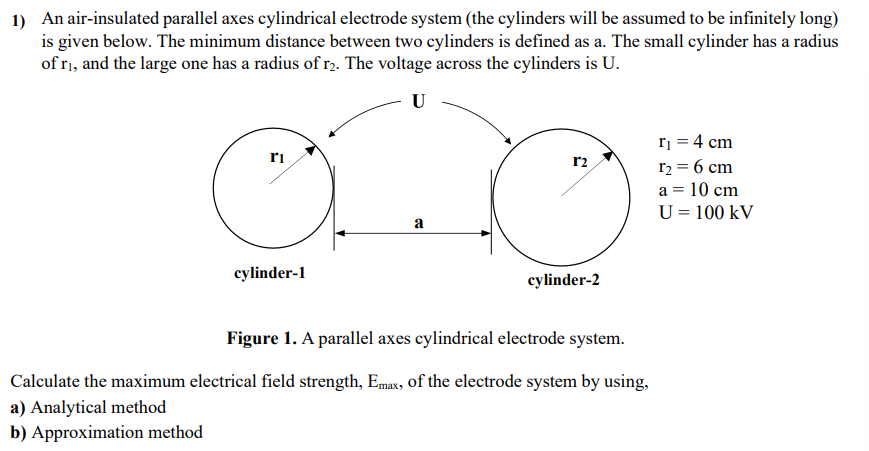An air-insulated parallel axes cylindrical electrode | Chegg.com
