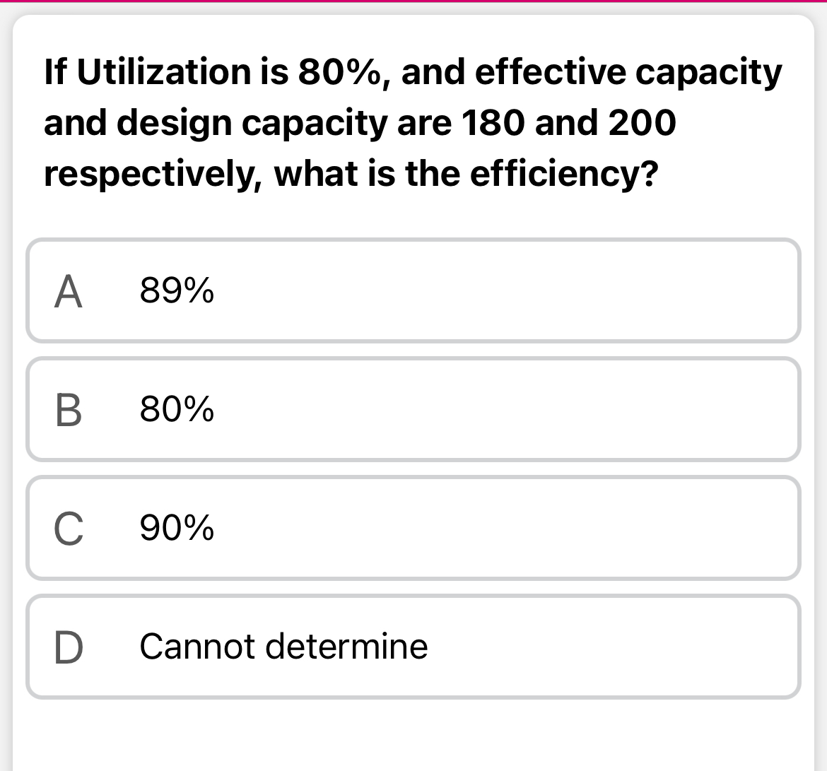 Solved If Utilization is 80%, ﻿and effective capacity and | Chegg.com