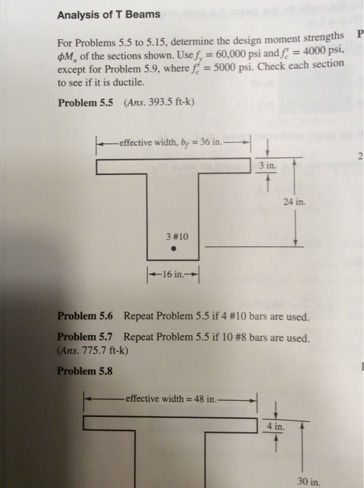 Solved Analysis of T Beams For Problems 5.5 to 5.15, | Chegg.com