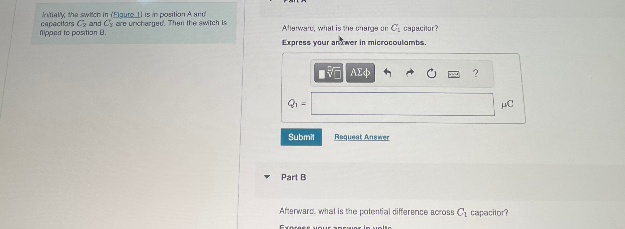Solved Initially, the switch in (Figure 1) ﻿is in position A | Chegg.com