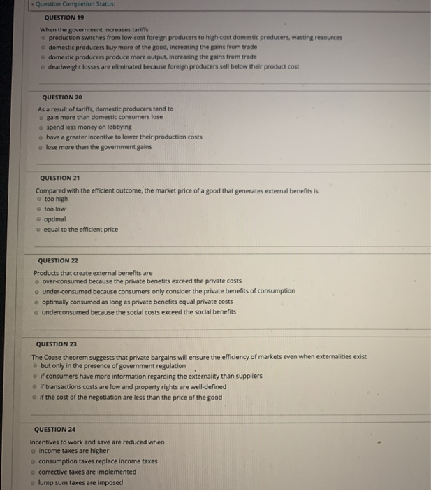 Solved Question Completion Status: QUESTION 19 When the | Chegg.com