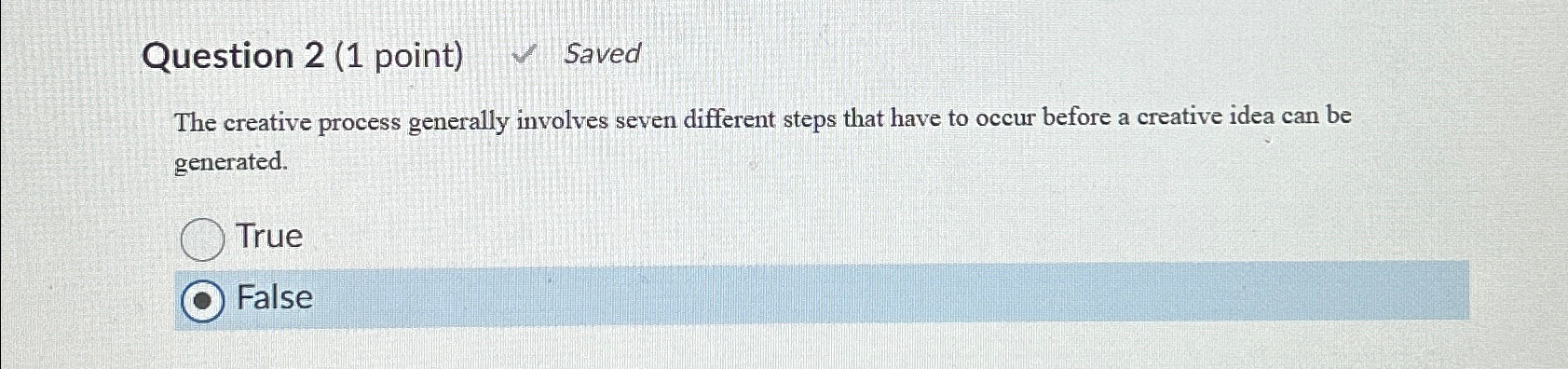 Solved Question 2 (1 ﻿point) ﻿SavedThe creative process | Chegg.com