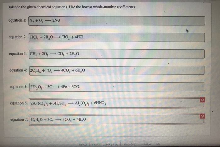 Solved Balance the given chemical equations. Use the lowest | Chegg.com