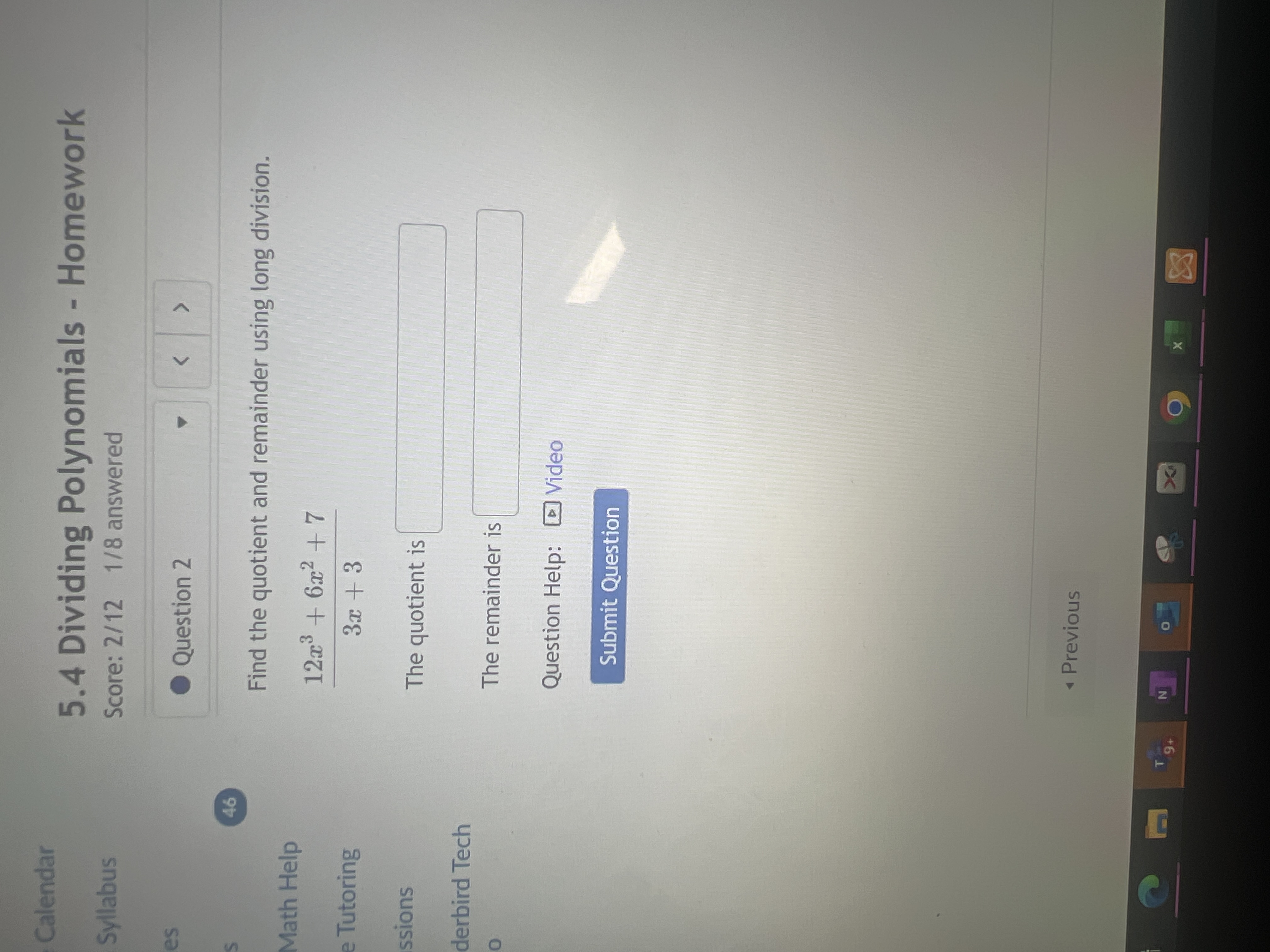 Solved Find the quotient and remainder using long | Chegg.com