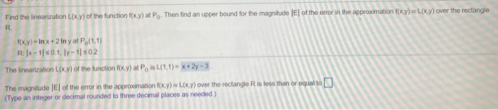 Solved Find the linearization L(XY) of the function f(x,y) | Chegg.com