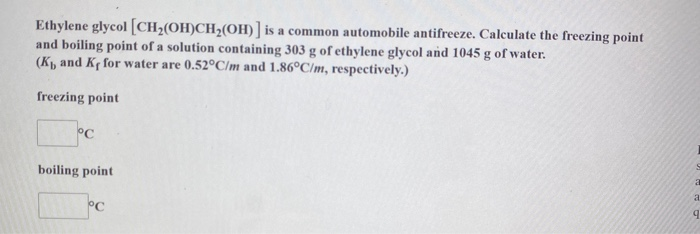 Solved Ethylene glycol (CH2(OH)CH2(OH)] is a common | Chegg.com