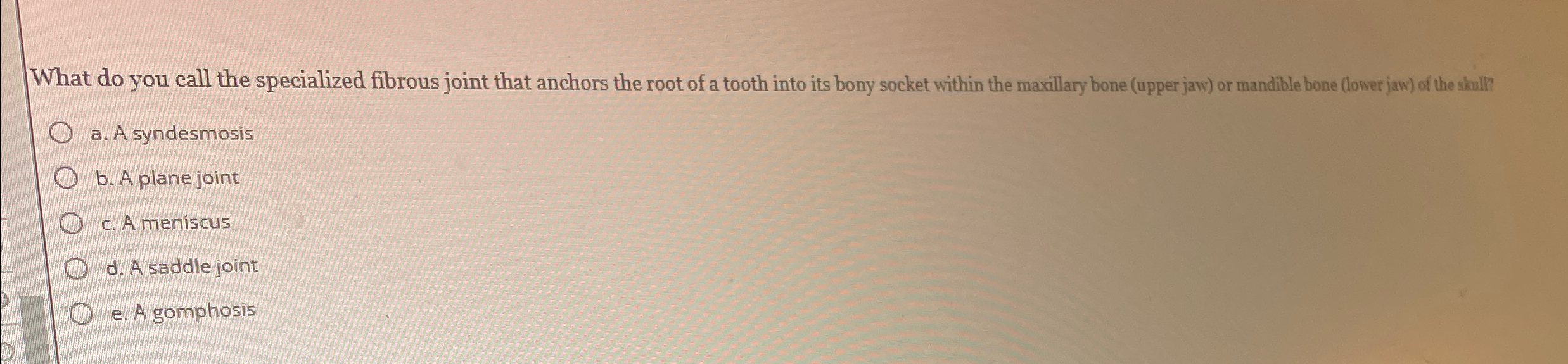 Solved What do you call the specialized fibrous joint that | Chegg.com