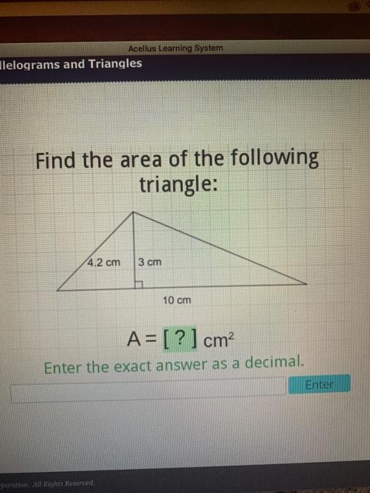 Solved Acellus Learning System llelograms and Triangles Find | Chegg.com